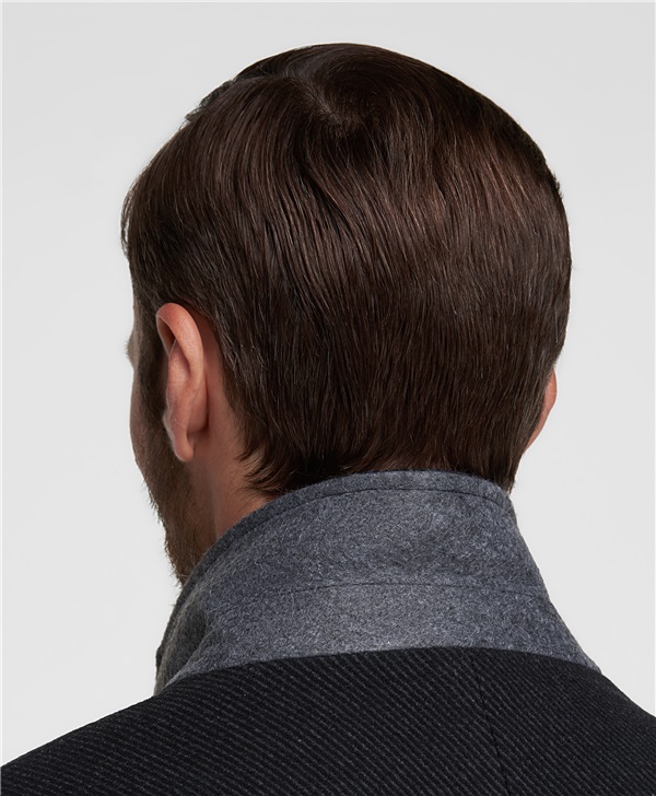 Пальто однобортное с имитацией жилета, с диагональным рисунком ткани ...