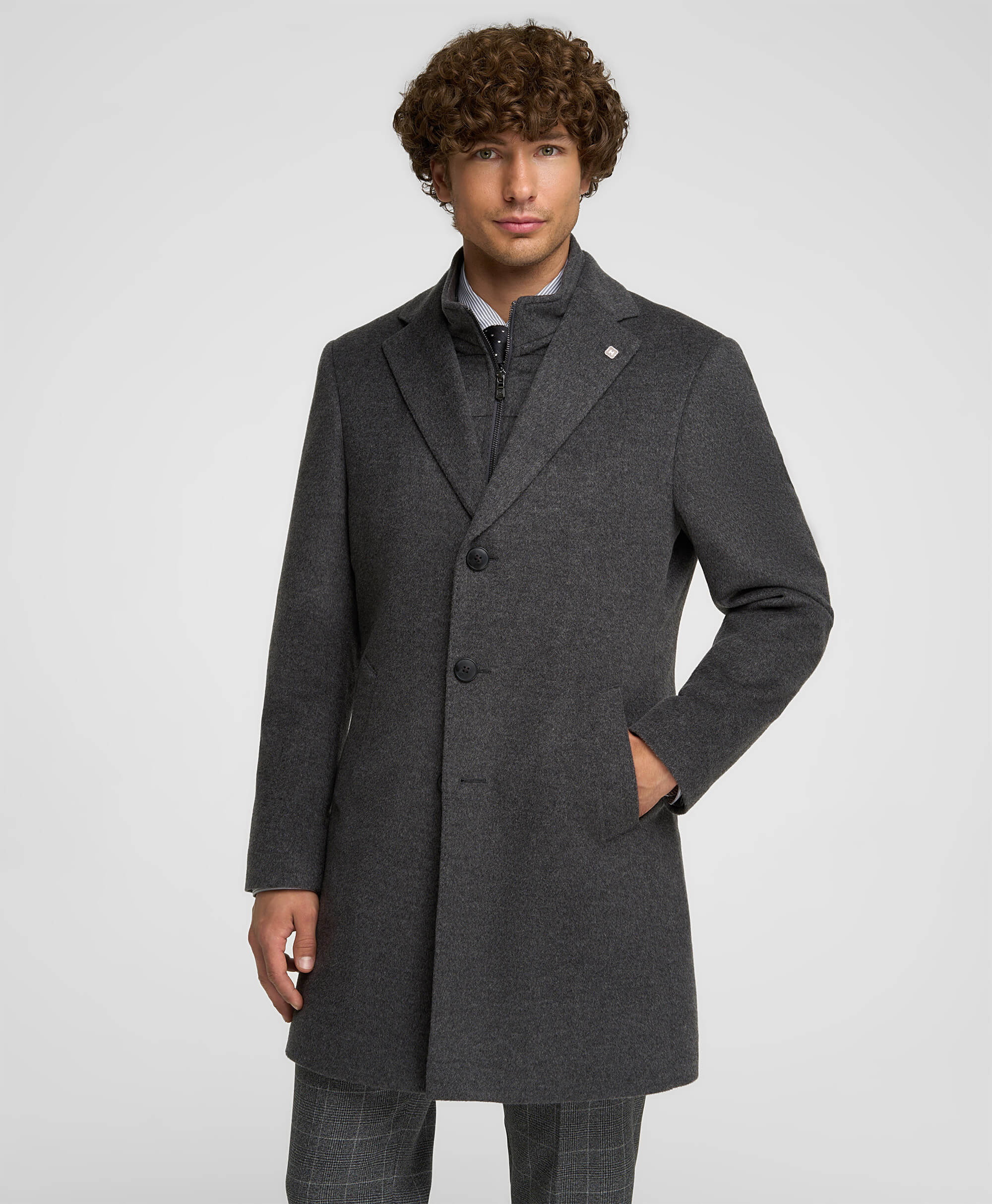 Пальто с отстёгивающимся воротником CT-0117 LGREY- купить в HENDERSON ...
